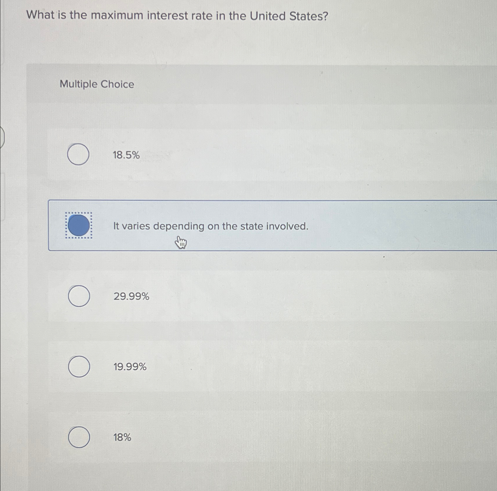 Solved What is the maximum interest rate in the United | Chegg.com