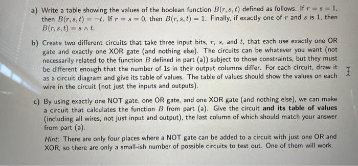 Solved a) Write a table showing the values of the boolean | Chegg.com