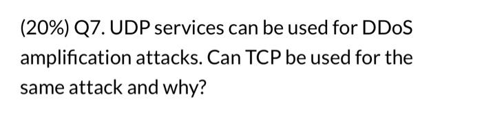 Solved 20 Q7 Udp Services Can Be Used For Ddos