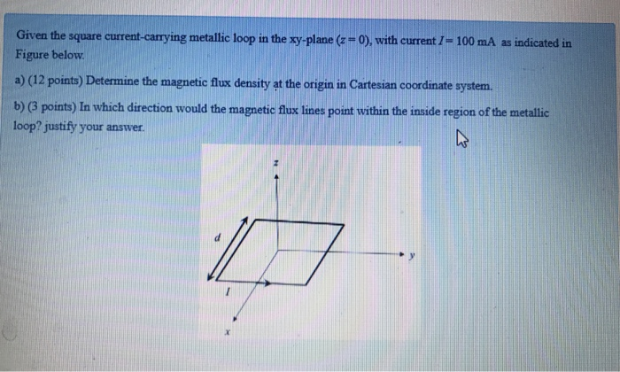 Solved Given the square current-carrying metallic loop in | Chegg.com