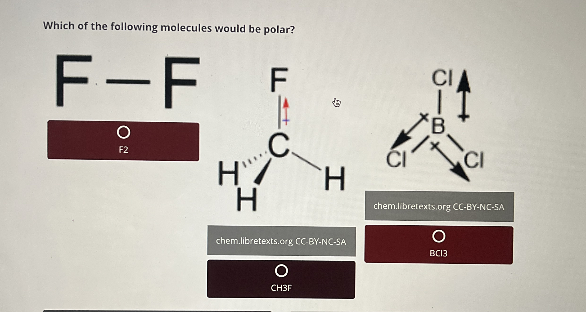 Solved Which of the following molecules would be polar? F2, | Chegg.com