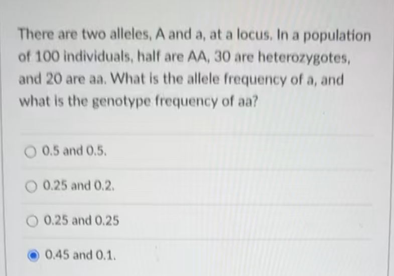 Solved There are two alleles, A and a, at a locus, In a | Chegg.com