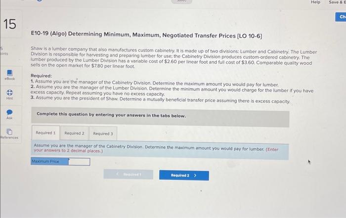 Solved E10-19 (Algo) Determining Minimum, Maximum, | Chegg.com