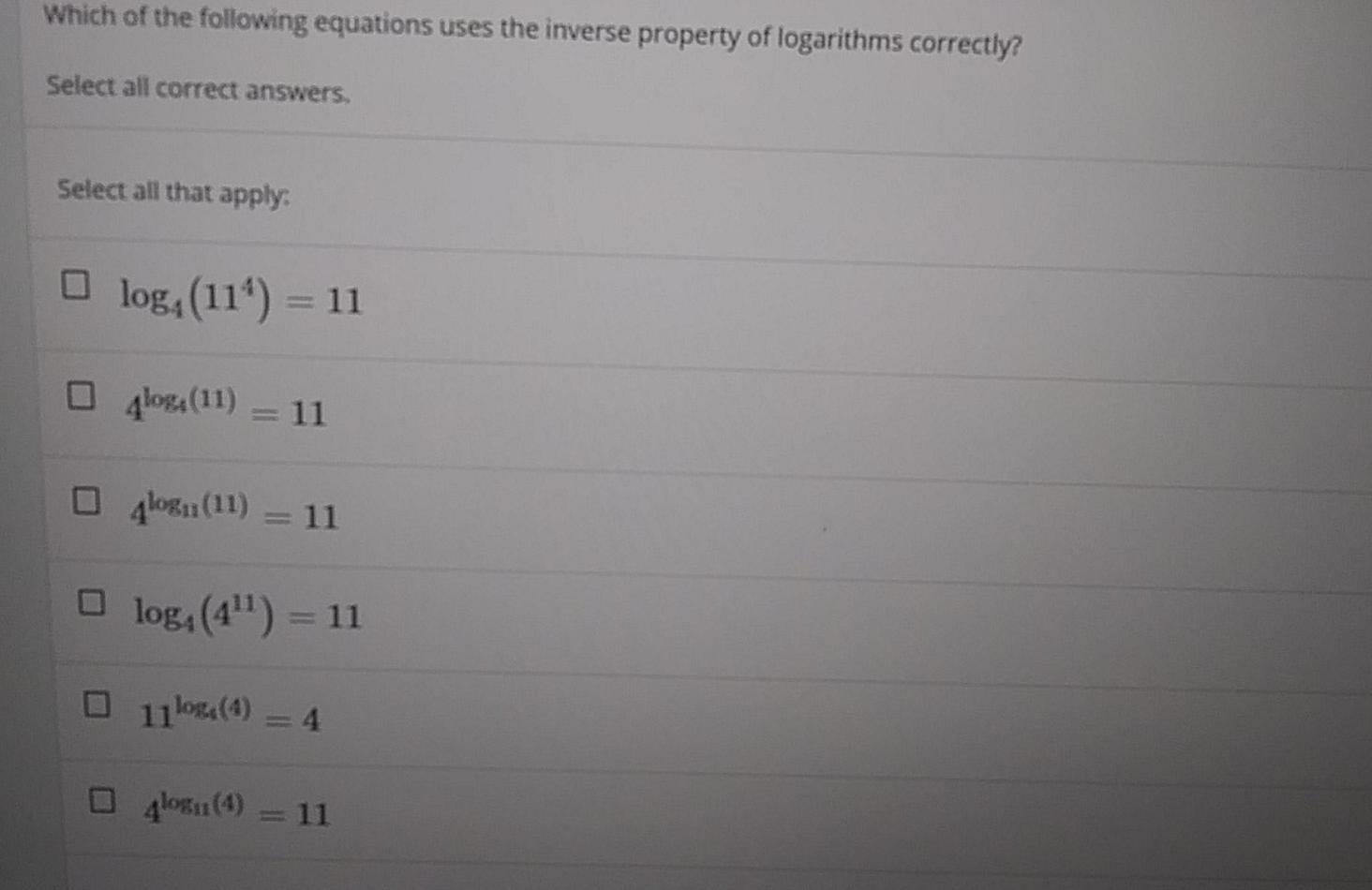 Solved Which of the following equations uses the inverse | Chegg.com