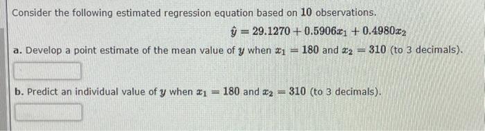 Solved Consider the following estimated regression equation | Chegg.com
