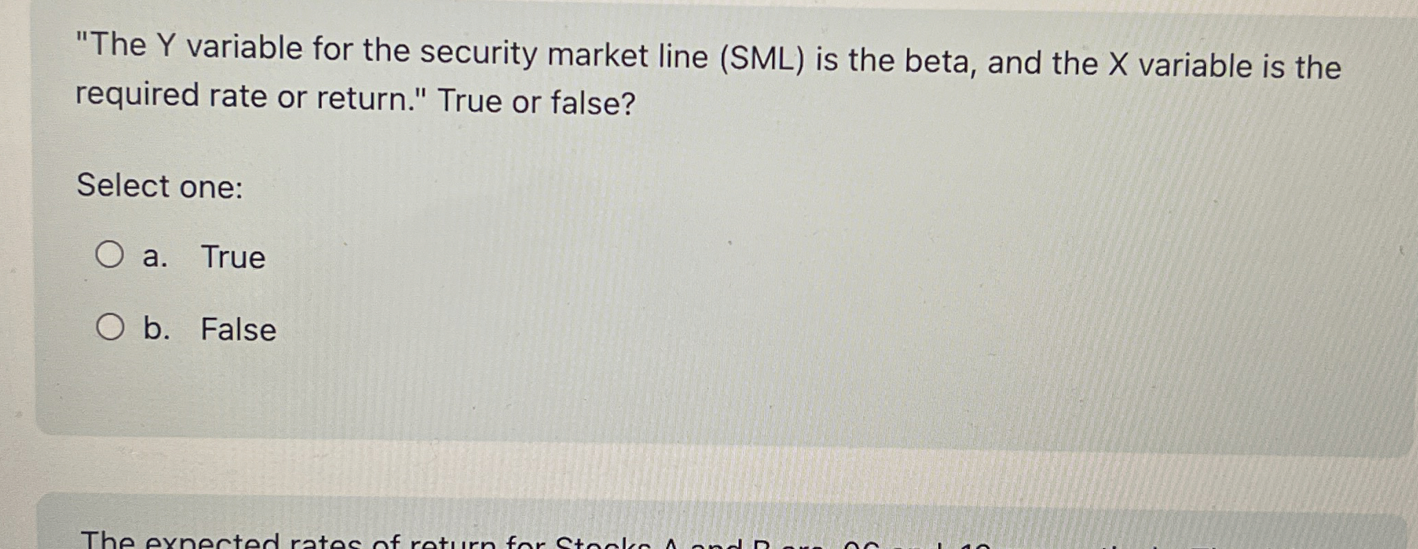 Solved "The Y ﻿variable for the security market line (SML) | Chegg.com
