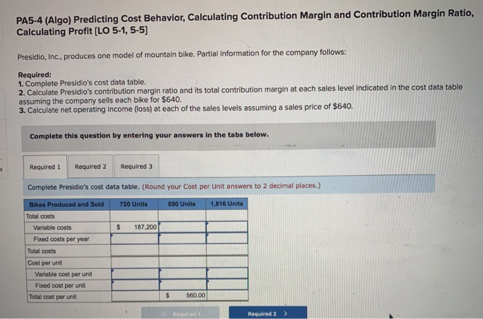 Solved PA5-4 (Algo) Predicting Cost Behavior, Calculating | Chegg.com