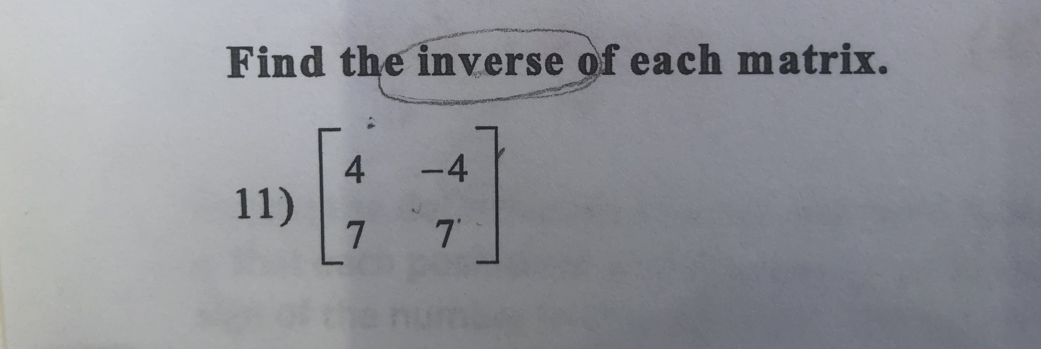 Solved Find the inverse of each matrix.[4-477] | Chegg.com
