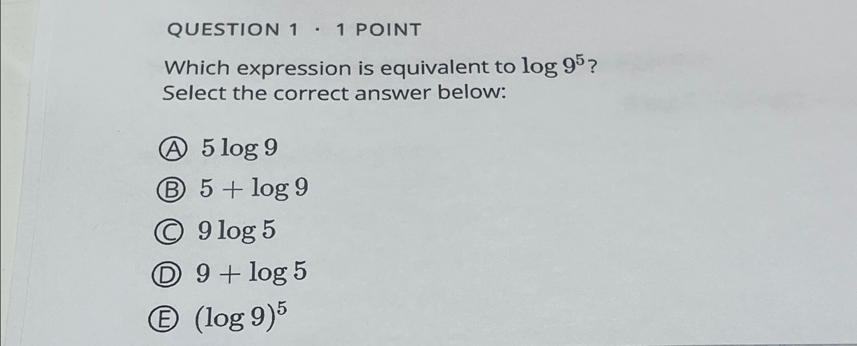 Solved QUESTION 1 - 1 POINTWhich expression is equivalent | Chegg.com Solved QUESTION 1 - 1 POINTWhich expression is equivalent | Chegg.com