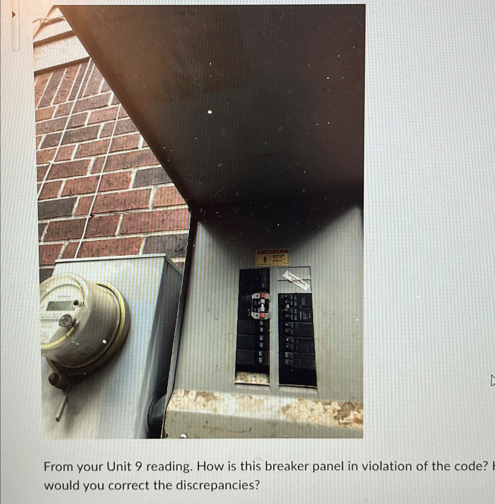 From your Unit 9 ﻿reading. How is this breaker panel | Chegg.com