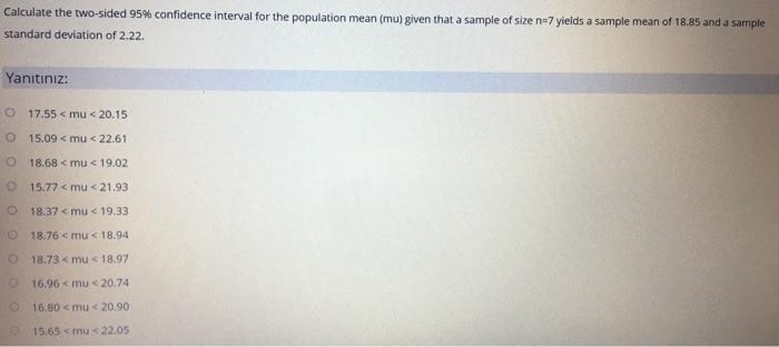 Solved Calculate the two-sided 95% confidence interval for | Chegg.com