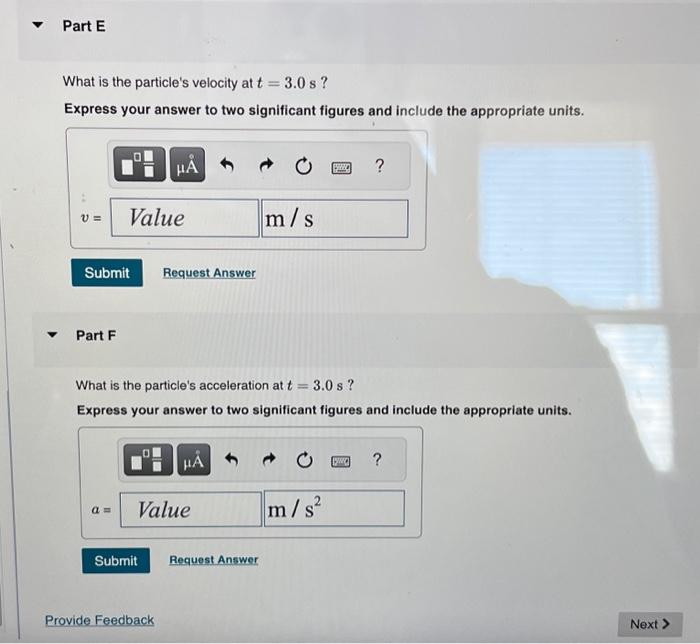 Solved What is the particle's position at t=1.0 s ? Express | Chegg.com