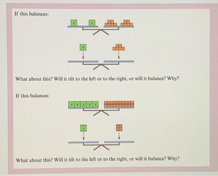 Solved If this balances: What about this? Will it tilt to | Chegg.com