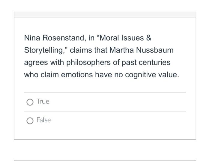 Nina Rosenstand, in "Learning Moral Lessons from | Chegg.com