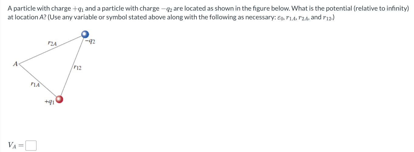 Solved A particle with charge +q1 ﻿and a particle with | Chegg.com