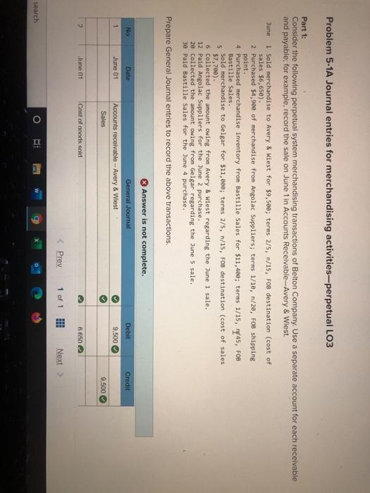 Solved Problem 5-1A Journal entries for merchandising | Chegg.com