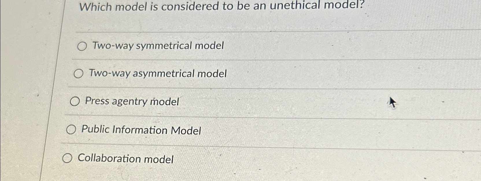 Solved Which model is considered to be an unethical | Chegg.com