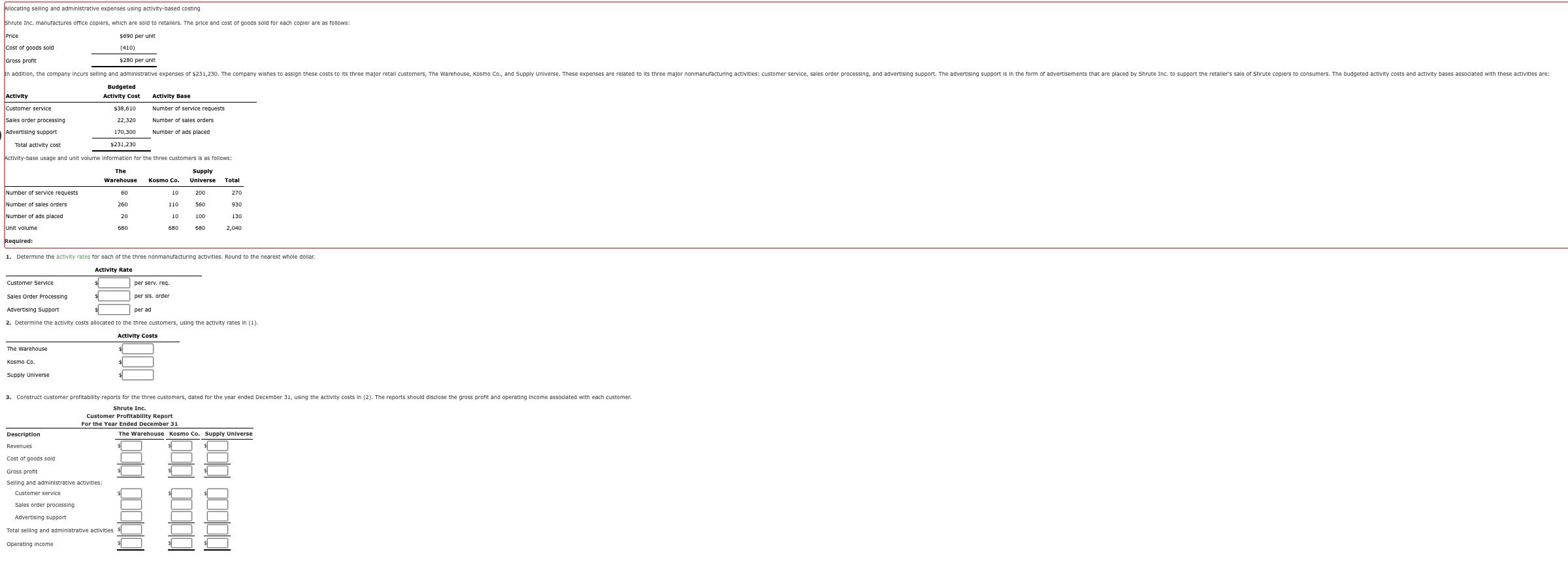 Solved Allocating selling and administrative expenses using | Chegg.com