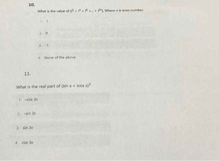 Solved 10. What is the value of p2+x4+x4+…+22. Wiere n bs | Chegg.com