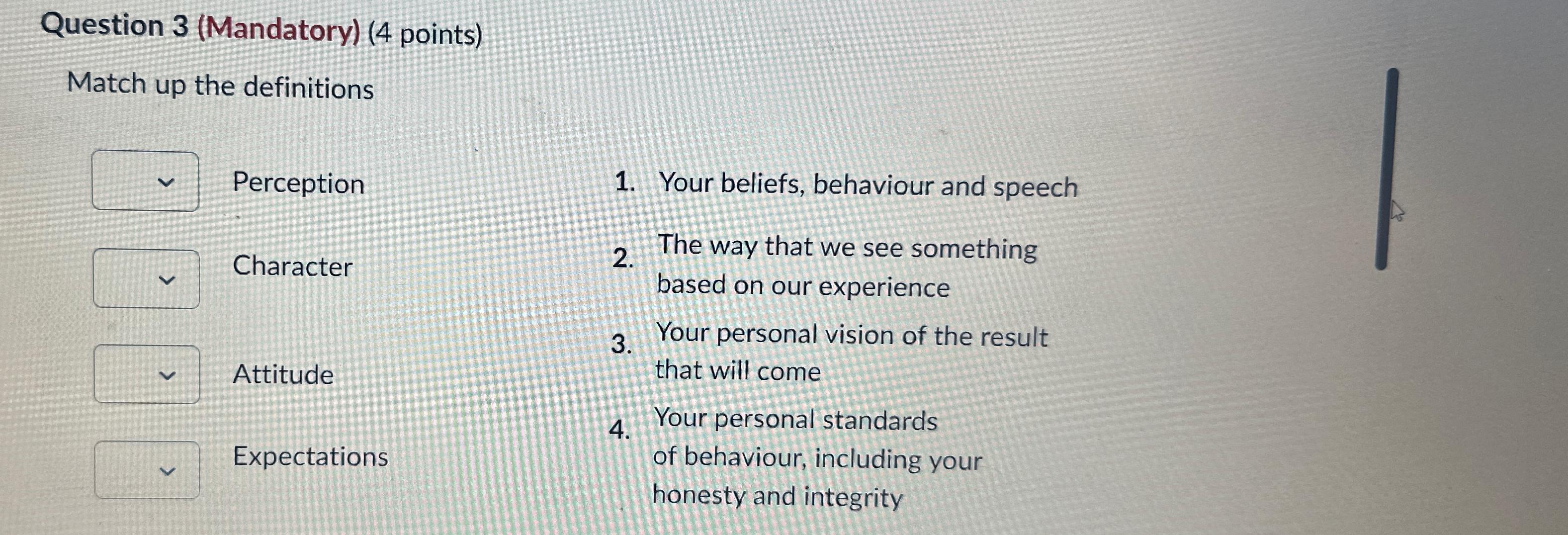 Solved Question 3 (Mandatory) (4 ﻿points)Match up the | Chegg.com