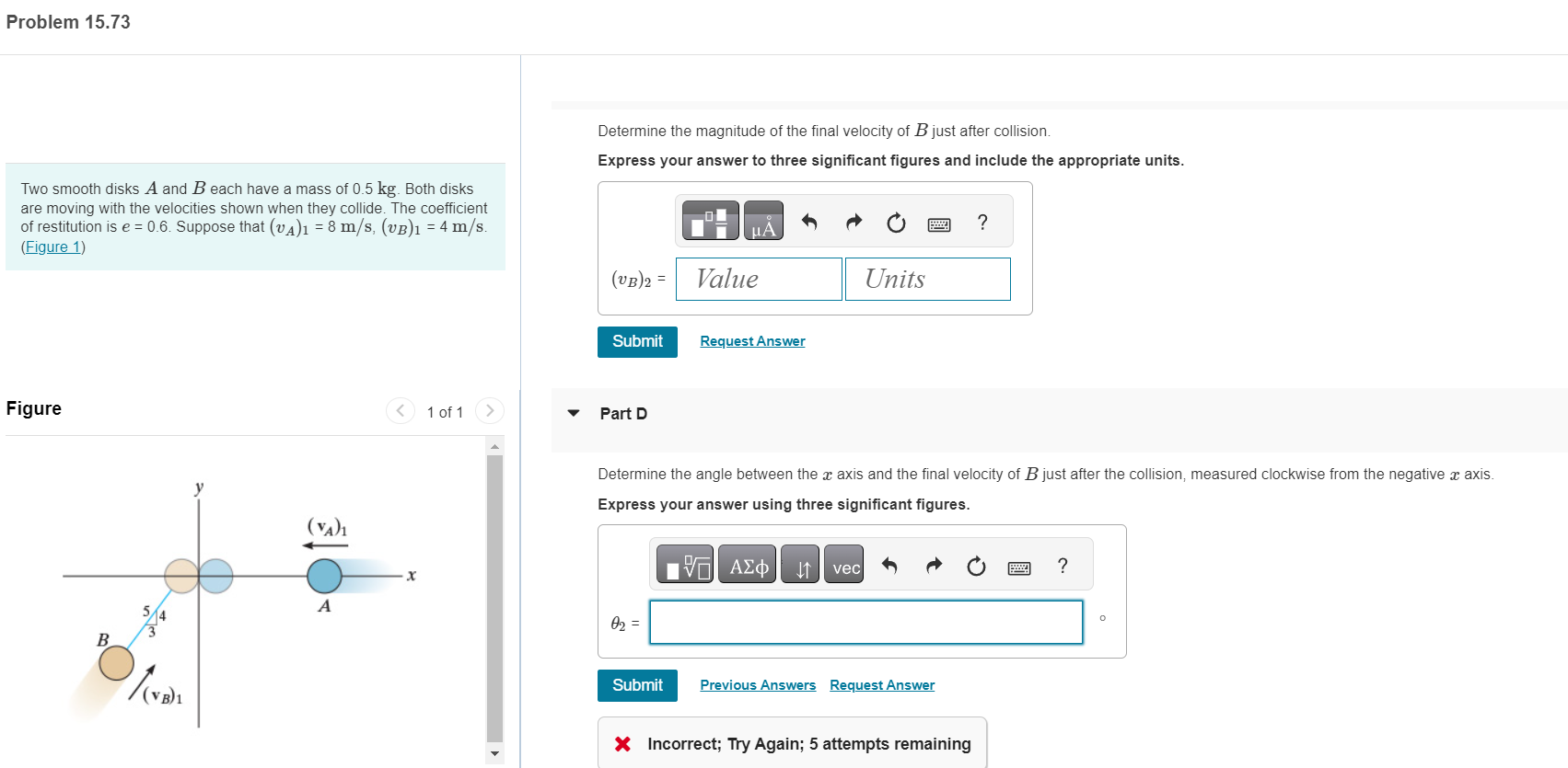 Solved Problem 15.73Two smooth disks A and B ﻿each have a | Chegg.com
