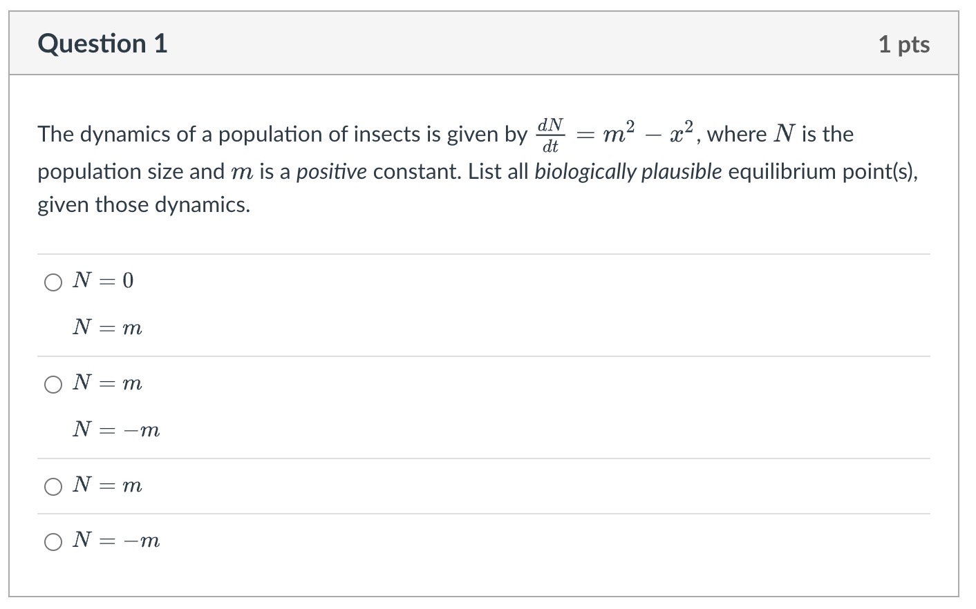 Solved The dynamics of a population of insects is given by | Chegg.com
