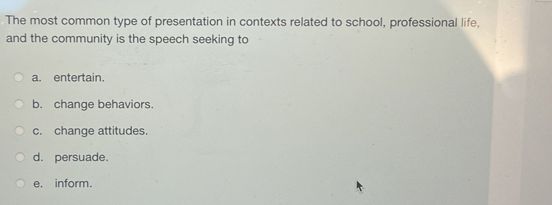 Solved The most common type of presentation in contexts | Chegg.com