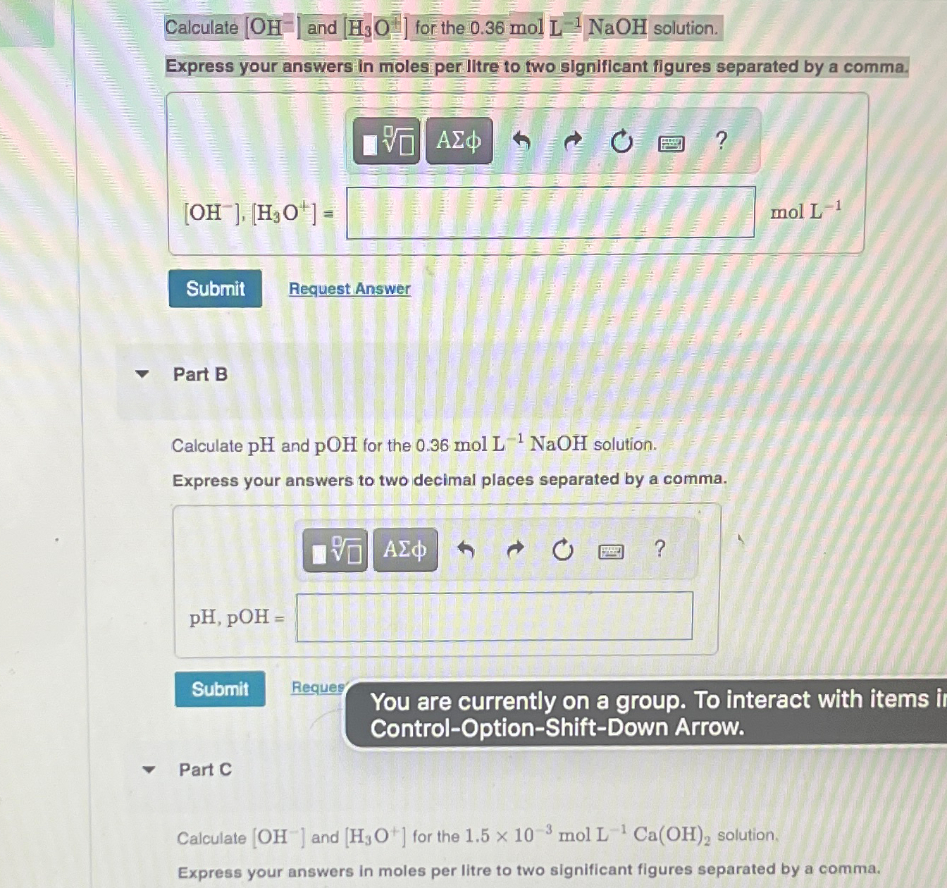 Solved Calculate and H3O-1 ﻿for the 0.36molL-1NaOH | Chegg.com