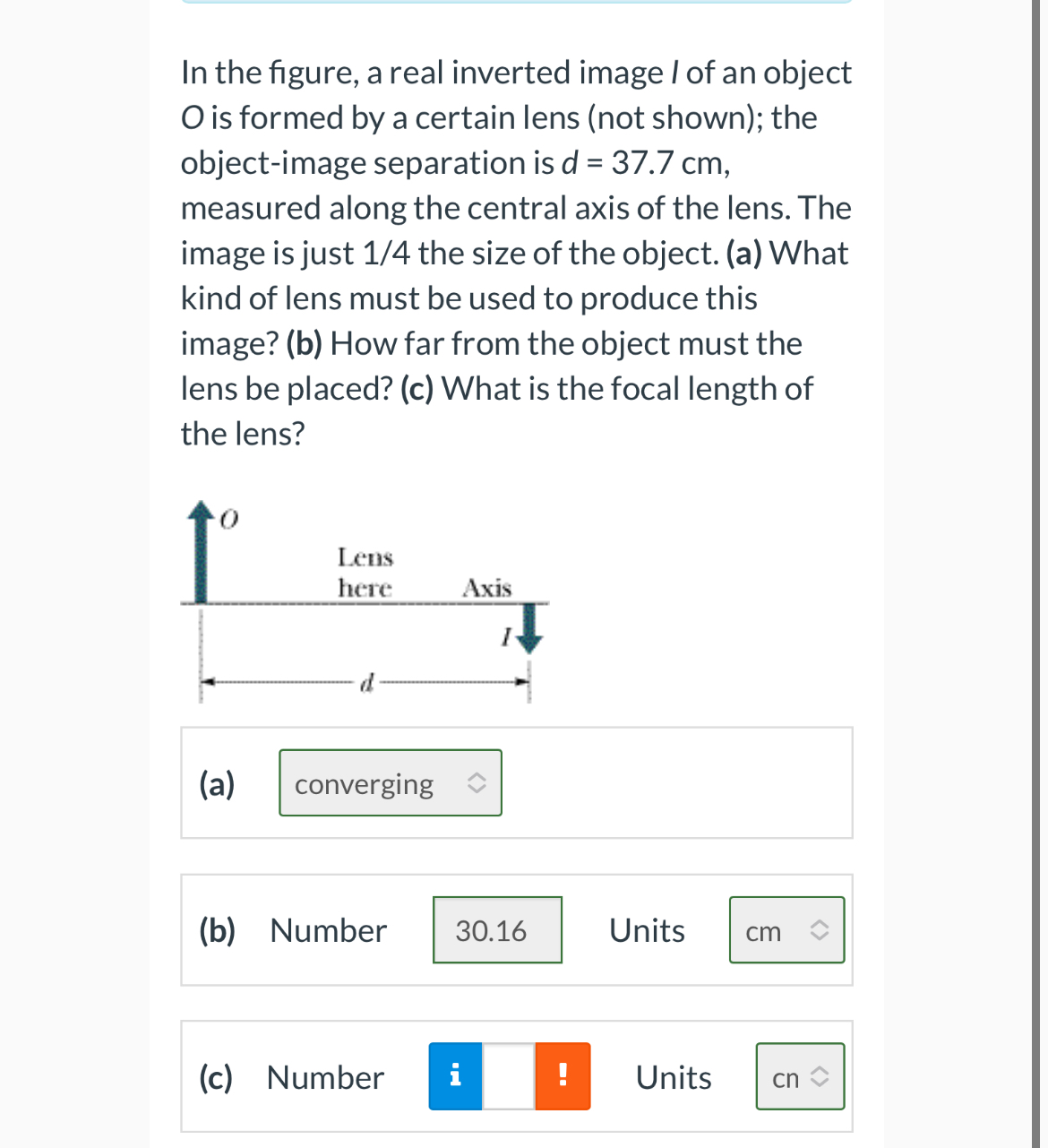 Solved In the figure, a real inverted image I of an object O | Chegg.com
