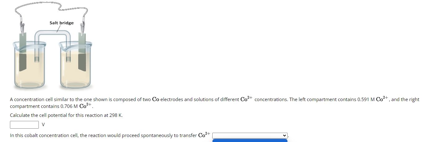 Solved A concentration cell similar to the one shown is | Chegg.com