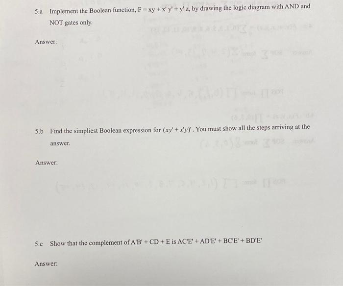 Solved Implement the Boolean function, F=xy+x'y'+y'z, by | Chegg.com