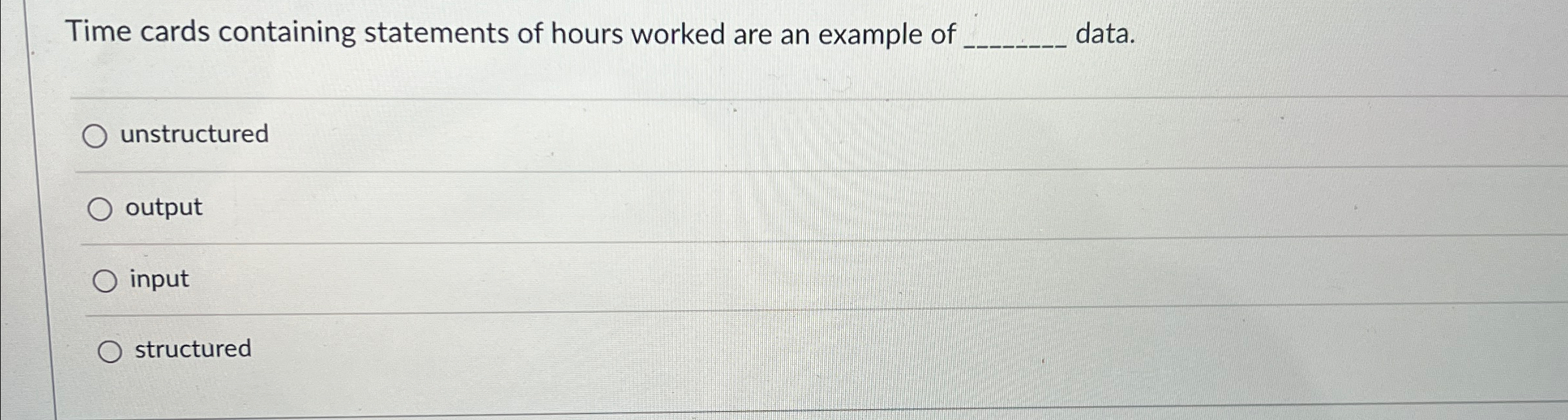 Solved Time cards containing statements of hours worked are | Chegg.com