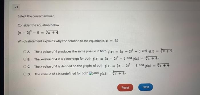 Solved 21 Select The Correct Answer Consider The Equation