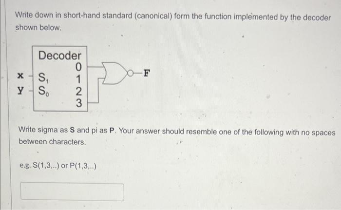  Solved Write Down In Short hand Standard canonical For