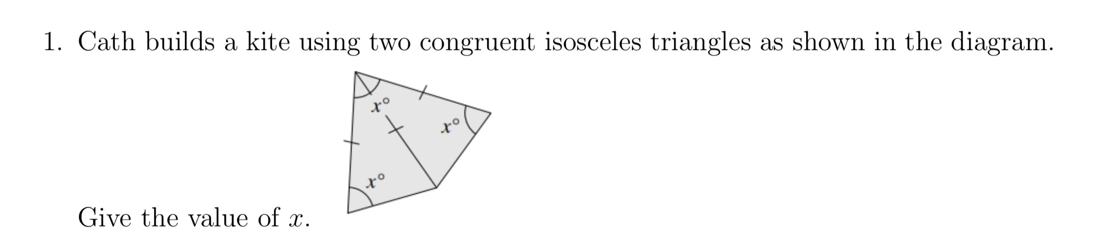 Solved Cath builds a kite using two congruent isosceles | Chegg.com