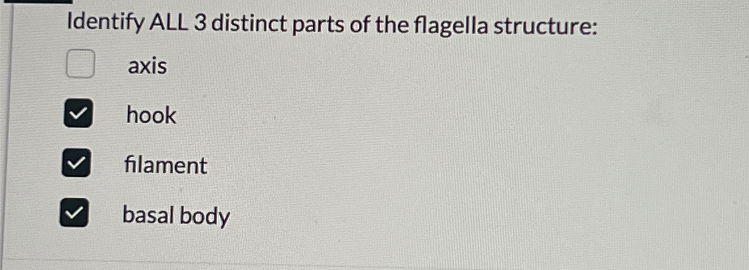 Solved Identify ALL 3 ﻿distinct parts of the flagella | Chegg.com
