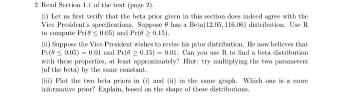 Solved 2 Read Section 1.1 of the text (page 2). (i) Let us | Chegg.com