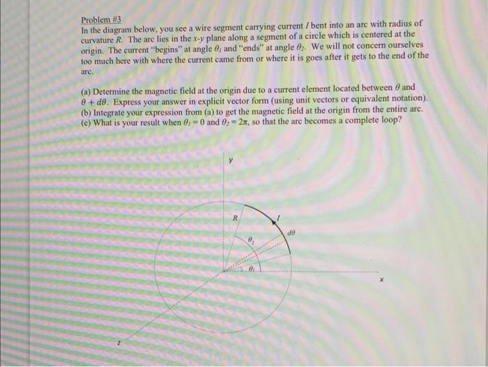 Solved Problem \#\#3 In the diagram below, you see a wire | Chegg.com