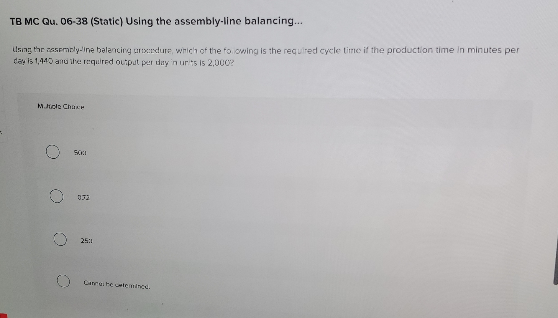 Solved TB MC Qu. 06-38 (Static) ﻿Using the assembly-line | Chegg.com