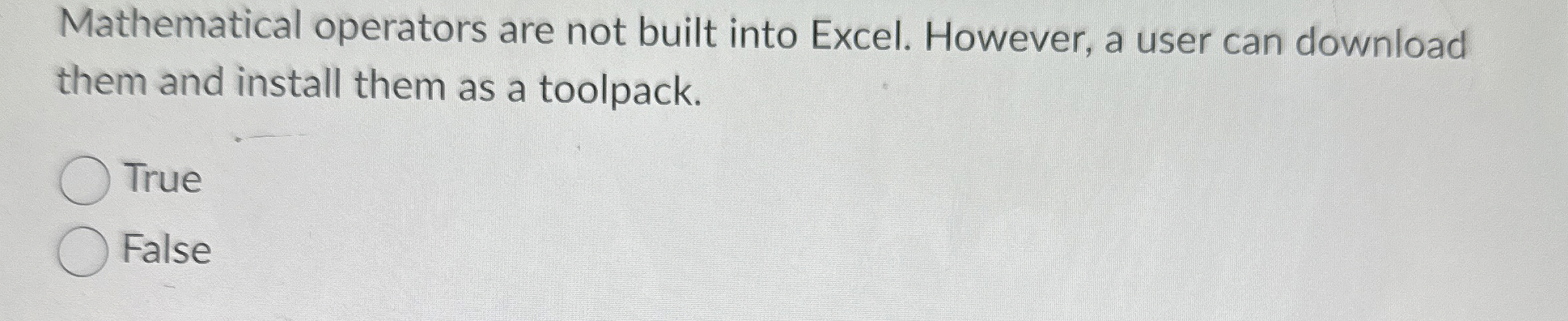 Solved Mathematical operators are not built into Excel. | Chegg.com