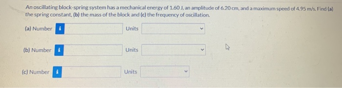 Solved An oscillating block-spring system has a mechanical | Chegg.com