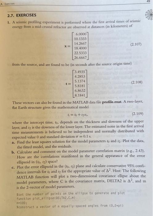 Solved 1. A seismic profiling experiment is performed where | Chegg.com