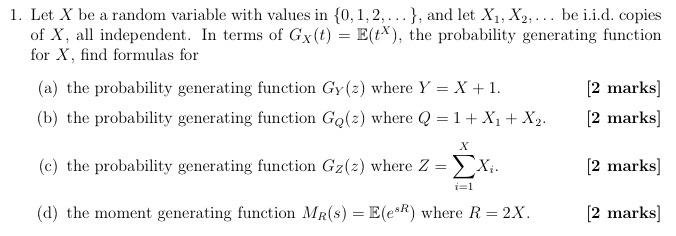 Solved 1. Let X be a random variable with values in | Chegg.com