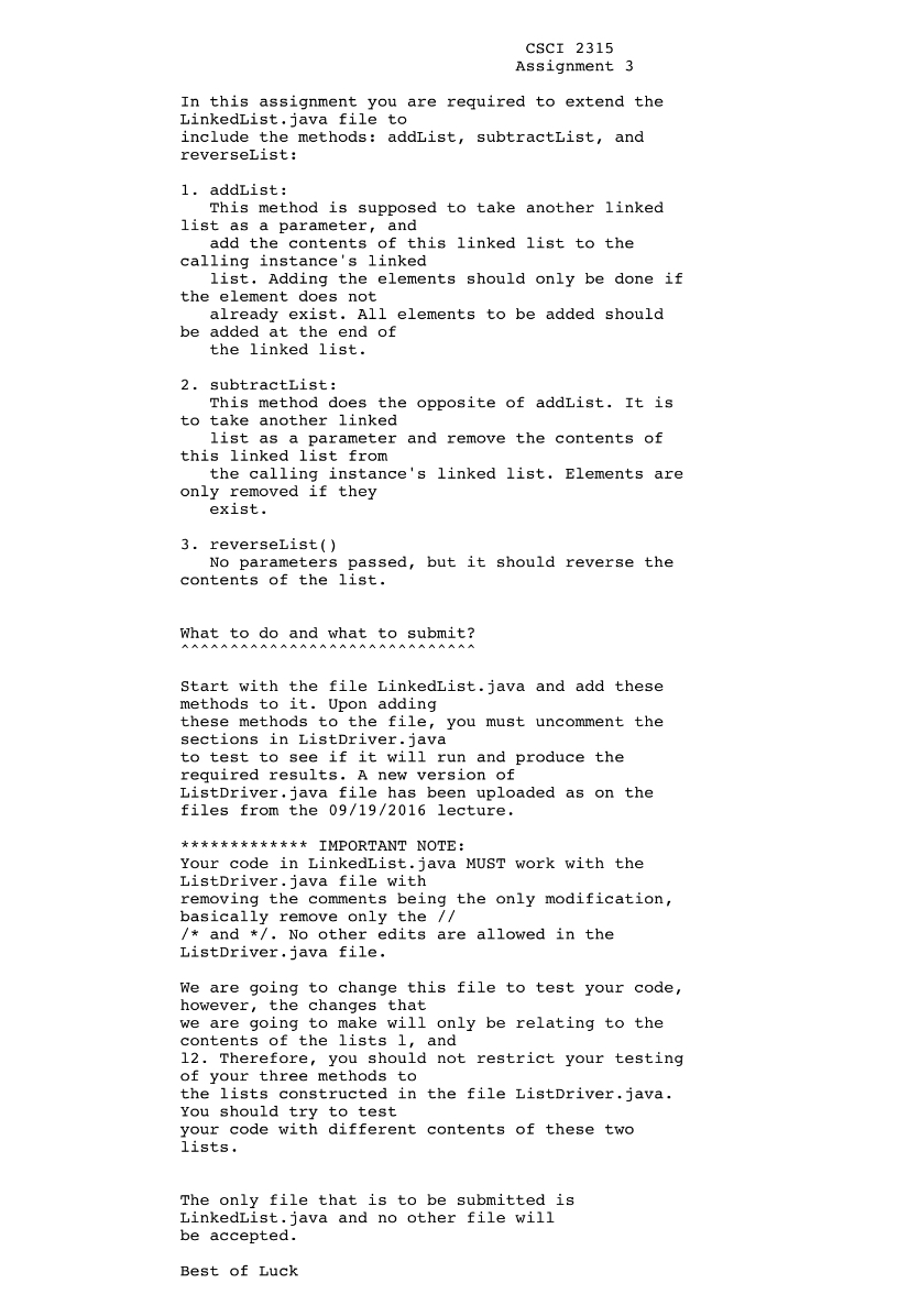 Solved CSCI 2315Assignment 3In this assignment you are | Chegg.com