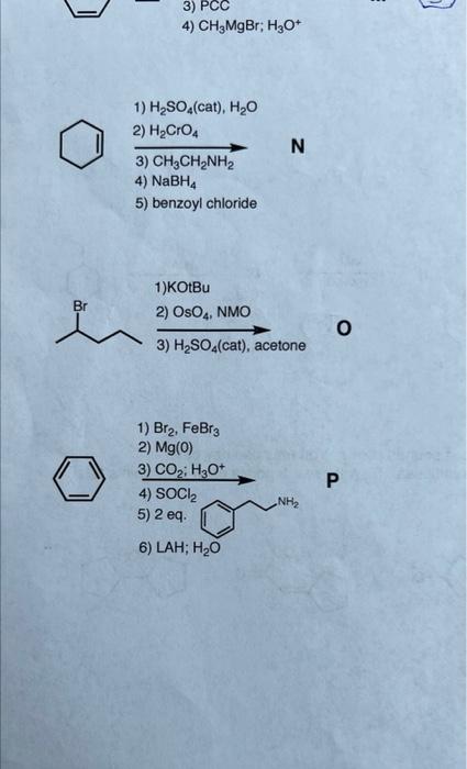 Solved 4) CH3MgBr;H3O+ 1) H2SO4 (cat), H2O 2) H2CrO4 3) | Chegg.com