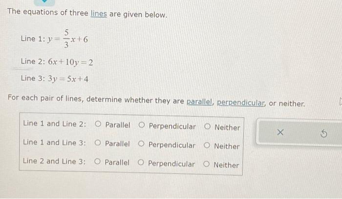 Solved 1 Identifying parallel and perpendicular lines from | Chegg.com