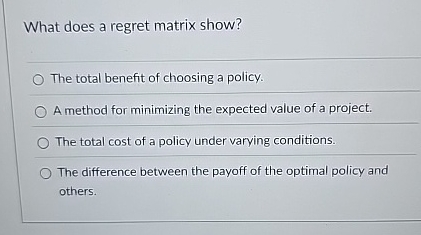 High Quality SOLUTION What does a regret matrix show?The total benefit ...