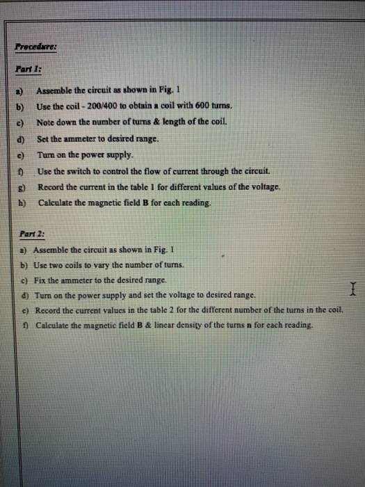 Solved Procedure: Part I: a) b) c) d) e) Assemble the | Chegg.com