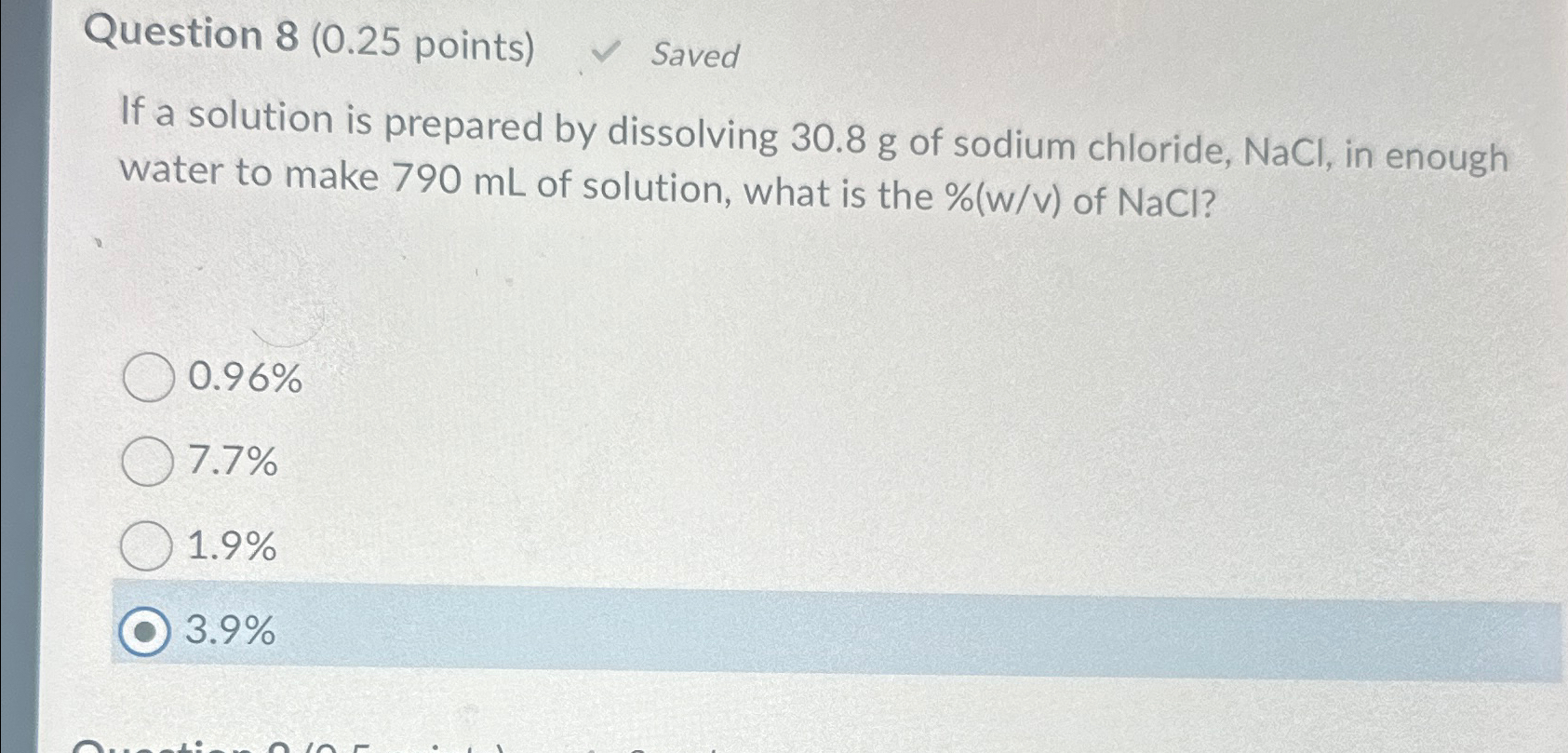 Solved Question 8 ( 0.25 ﻿points)SavedIf a solution is | Chegg.com