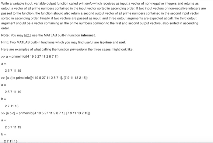 Solved Write A Variable Input Variable Output Function 1843